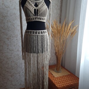 Top and Skirt Boho Set Macrame Beach Top With Sleeves Macrame Skirt ...