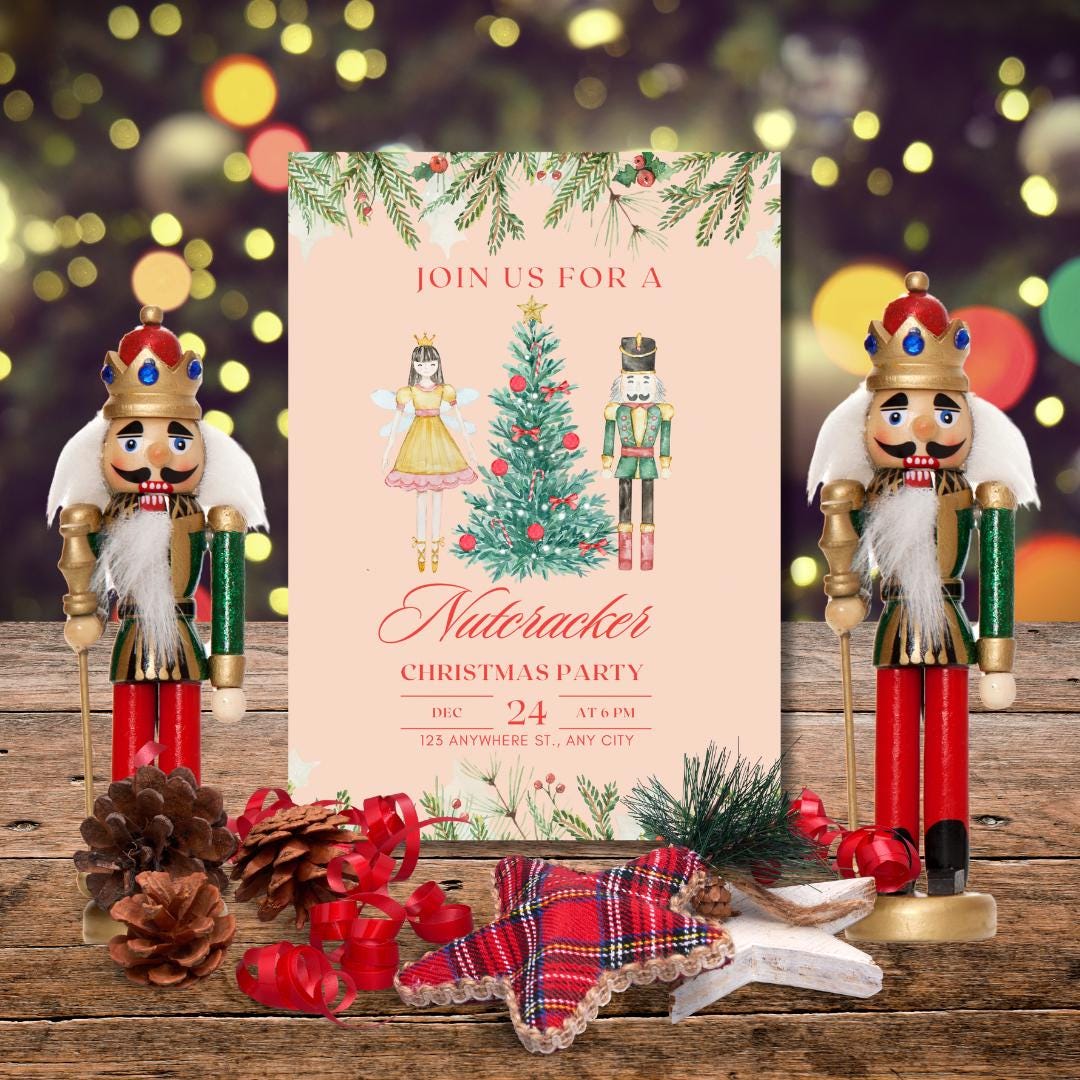 Nutcracker Christmas Party Invitation & Poster - Editable Canva ...