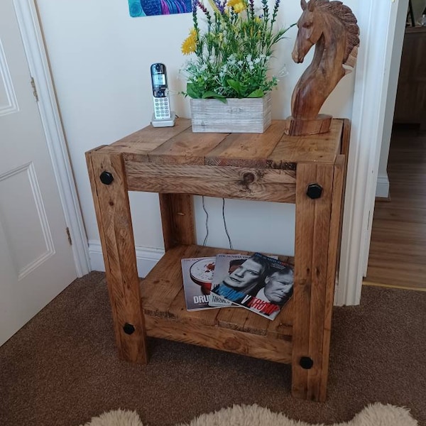 Rustic Side Table - Etsy UK