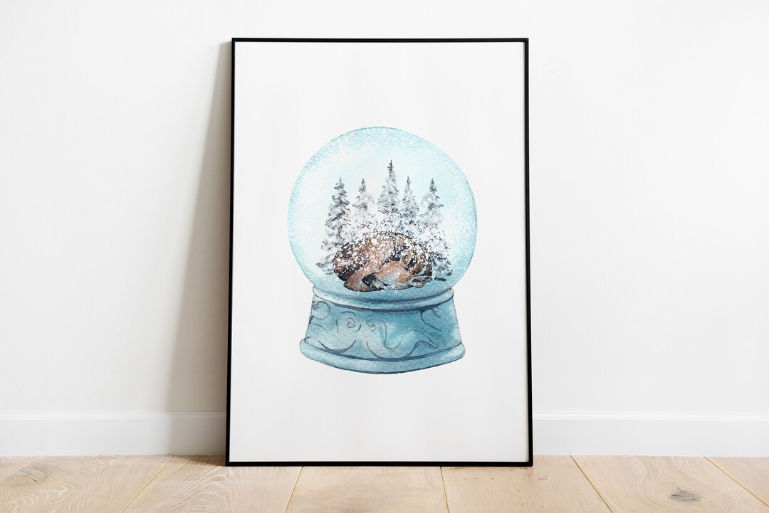 Snowball Poster Christmas Decoration Christmas Watercolor Poster - Etsy