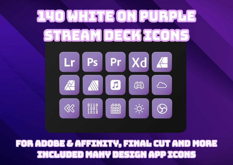 Streamdeck Icons - 140 Purple and White Stream Deck Icons -streamdeck ...