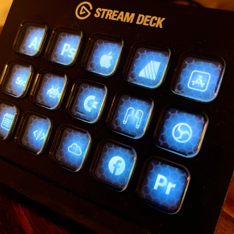 Streamdeck Icons - 168 Blue Gradient Icons on Black Background With ...