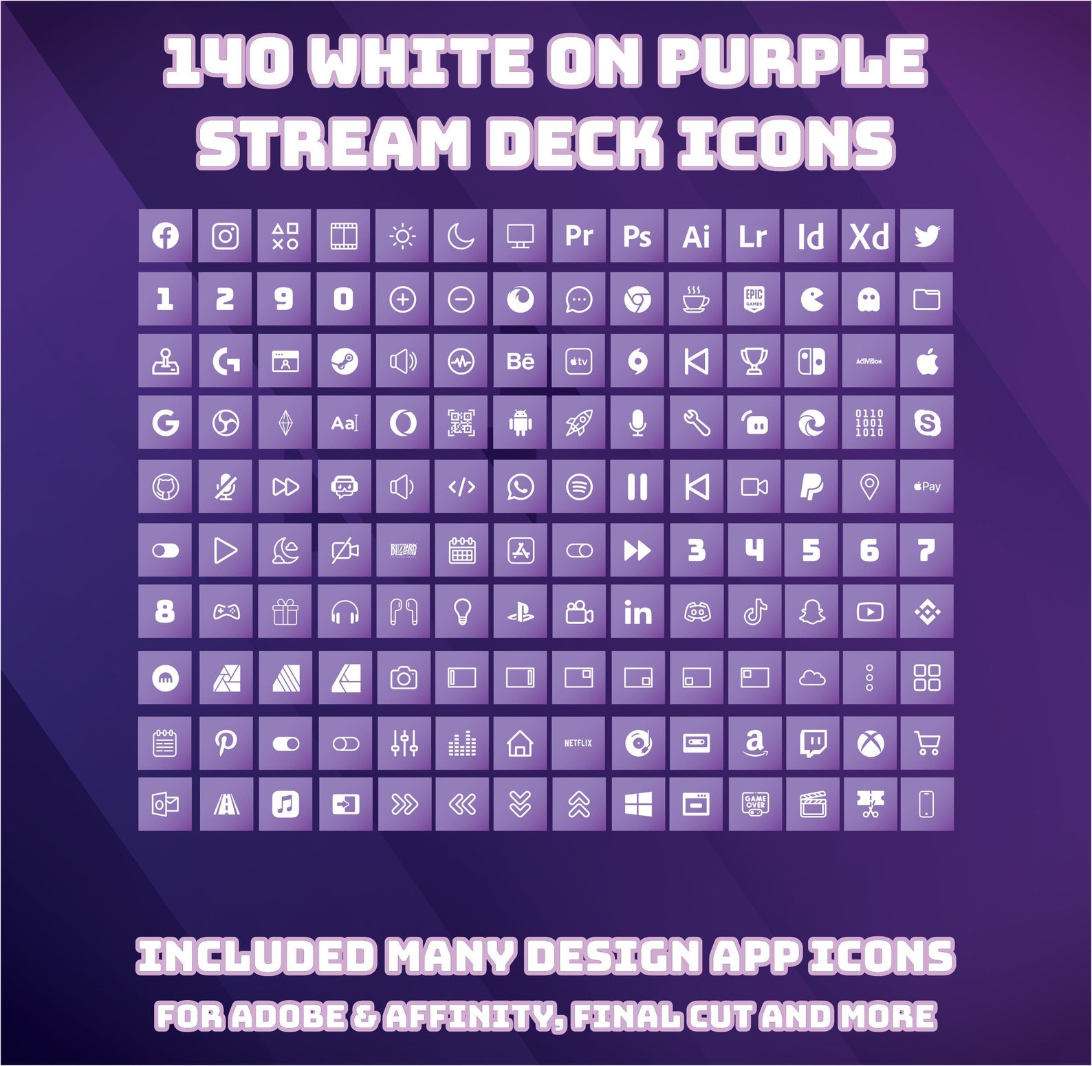 Streamdeck Icons 140 Purple and White Stream Deck Icons - Etsy