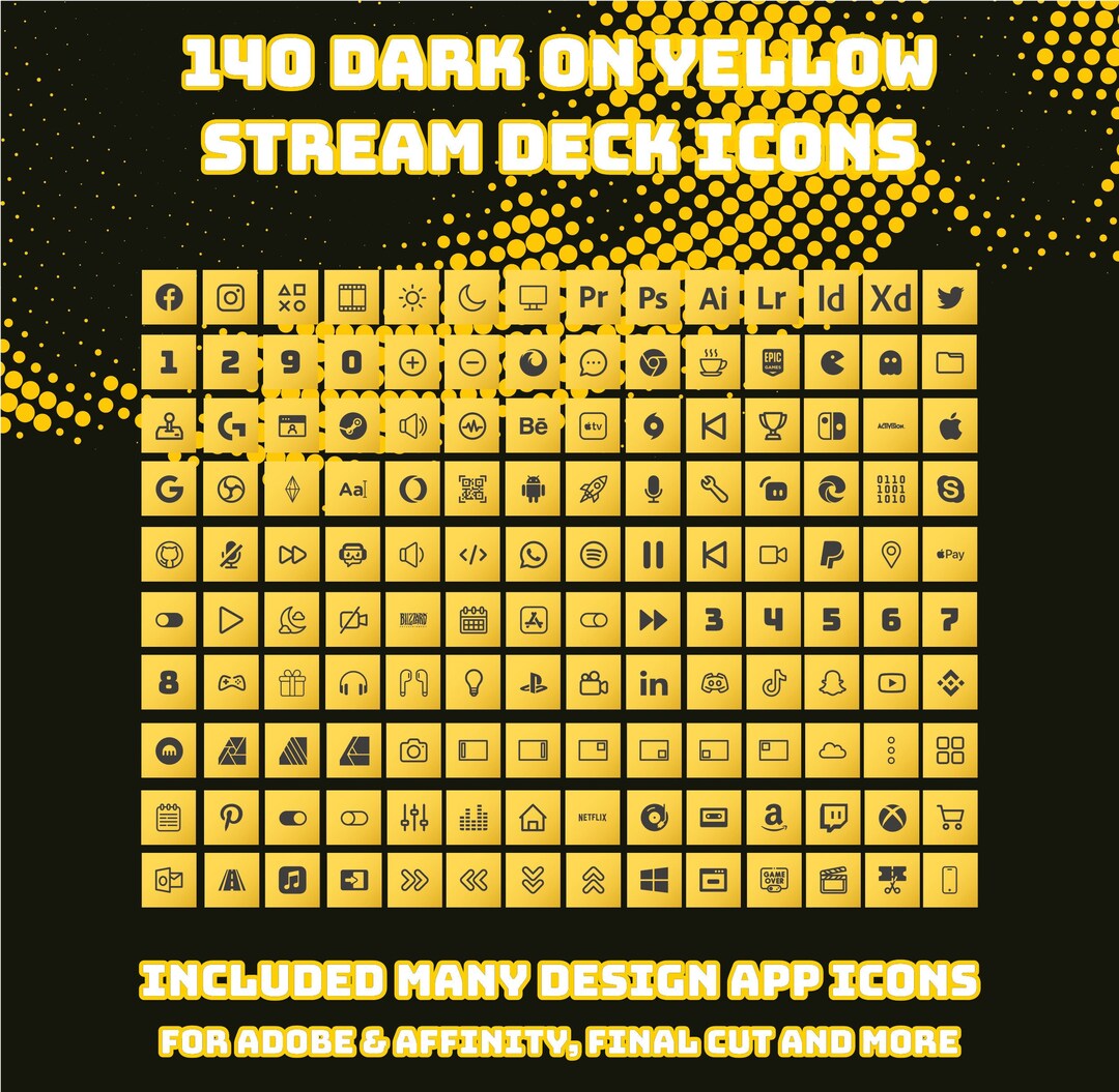 Streamdeck Icons - 140 Gray on Yellow Stream Deck Icons - Streamdeck ...