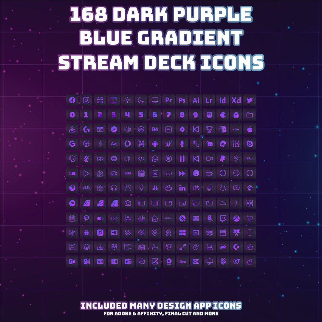 Streamdeck Icons - 168 Dark Blue Purple Gradient on Star Background ...