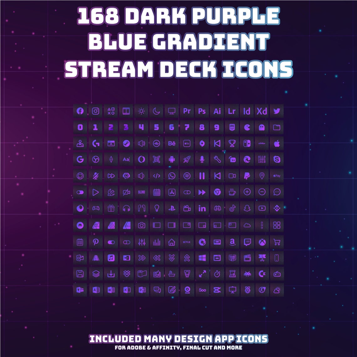 Streamdeck Icons - 168 Dark Blue Purple Gradient on Star Background ...
