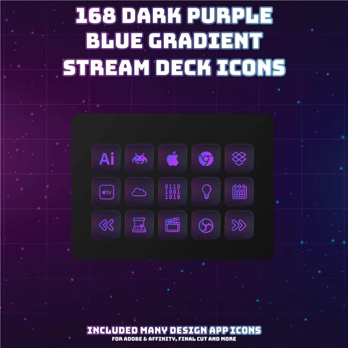 Streamdeck Icons - 168 Dark Blue Purple Gradient on Star Background ...