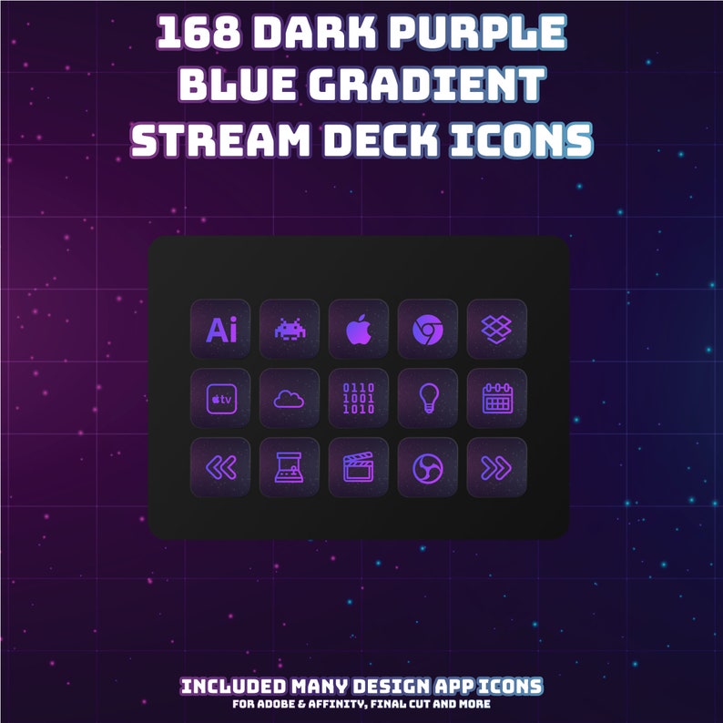 Streamdeck Icons - 168 Dark Blue Purple Gradient on Star Background ...