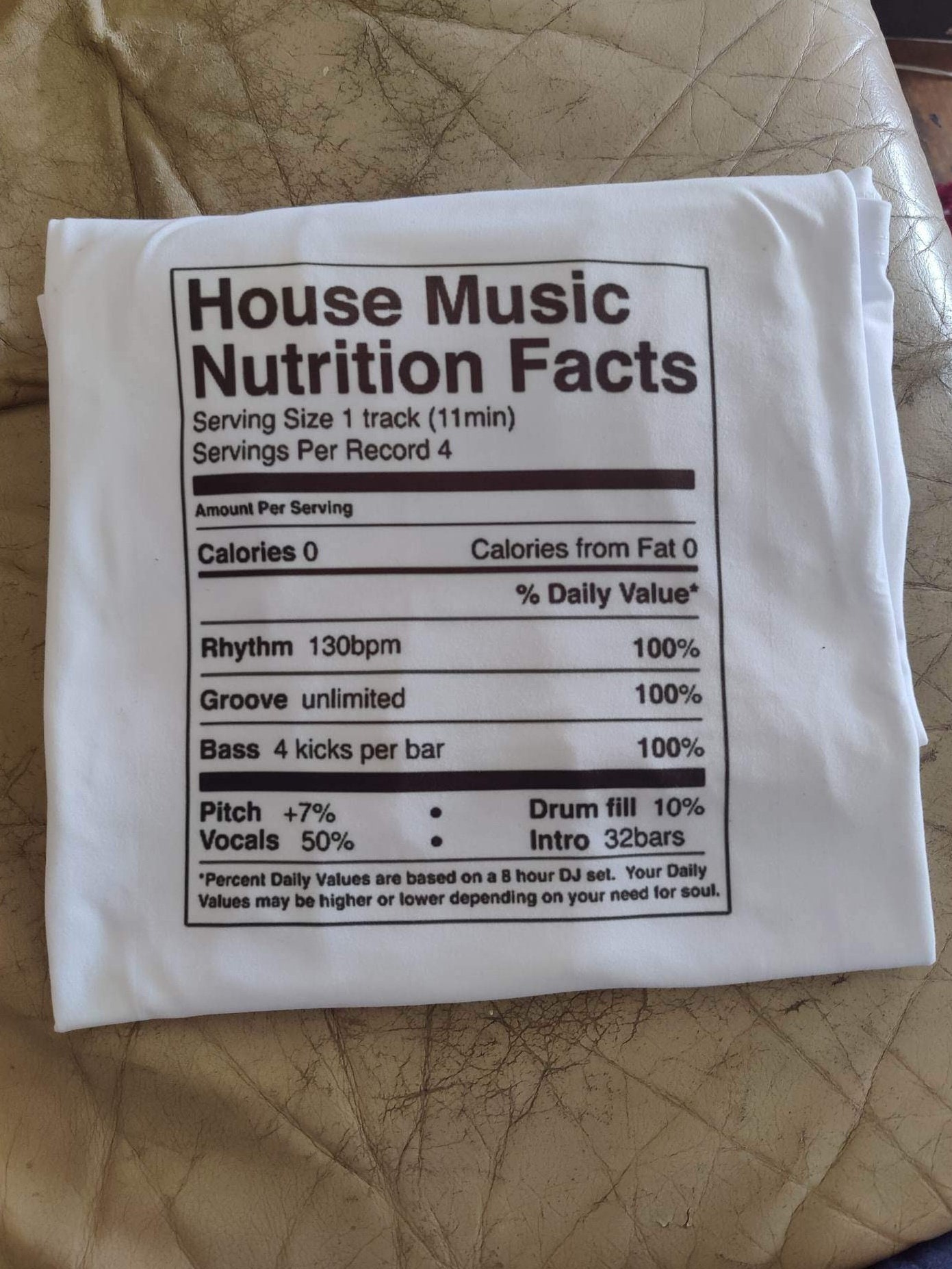 House Music Nutritional Facts T-shirt - Etsy