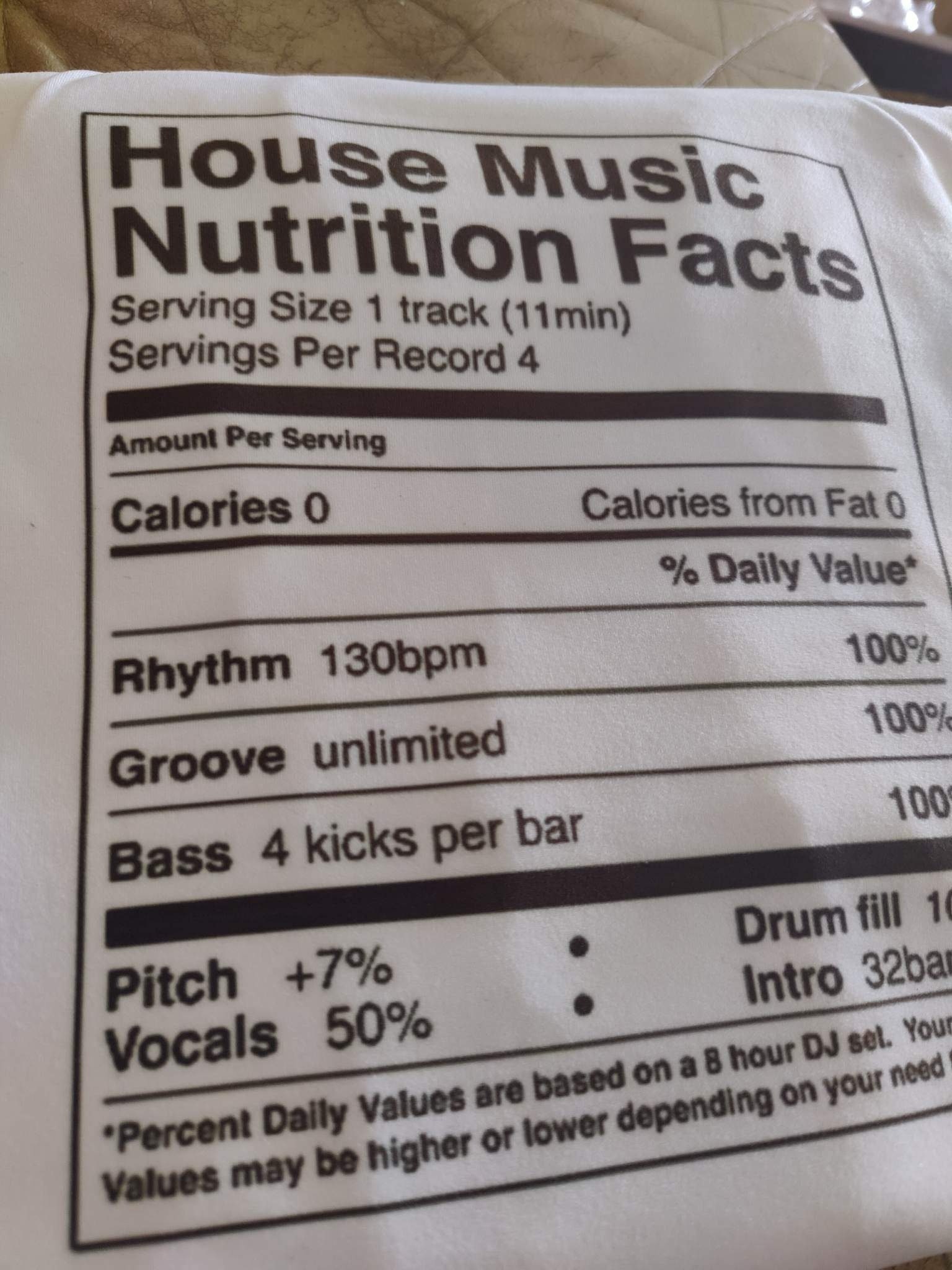 House Music Nutritional Facts T-shirt - Etsy