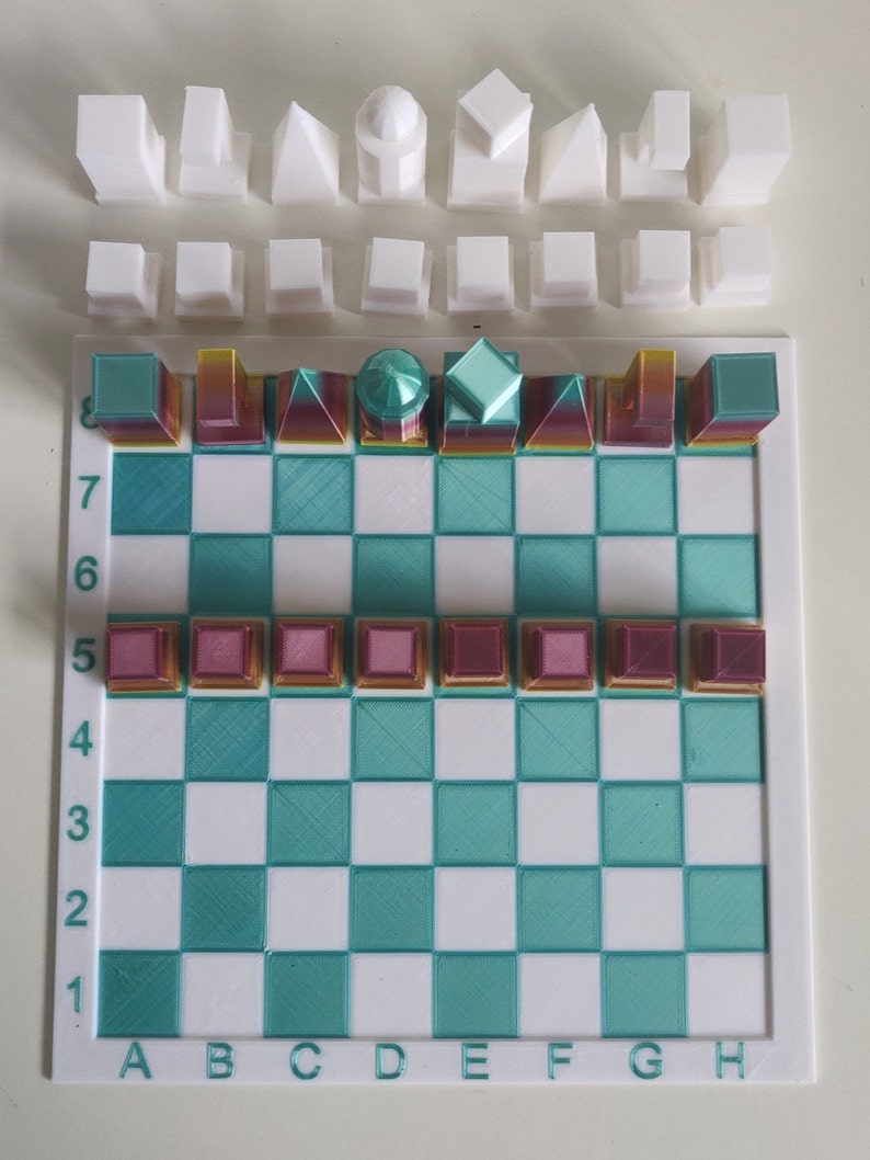 Rainbow Chess Set! Bauhaus Model 1 1992 Chess Pieces by Josef Hartwig ...