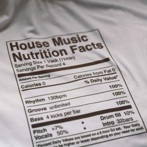 House Music Nutritional Facts T-shirt - Etsy