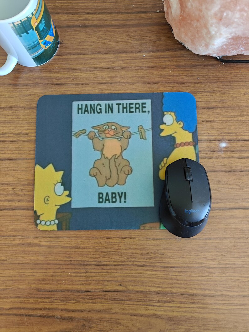 The Simpsons Hang in There Baby Motivation With Lisa and Marge Mousepad ...