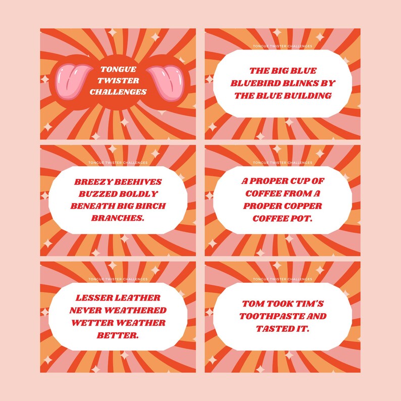 Tongue Twister Card Game - Etsy