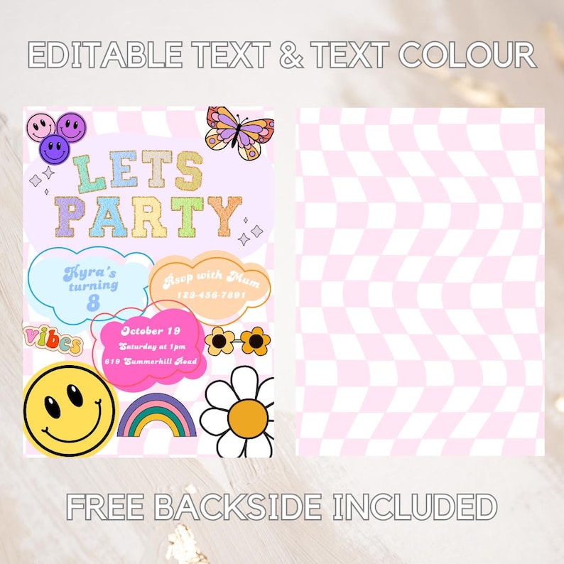 Digital Editable Preppy Patch Letter Invitation | Retro Varsity Patch ...