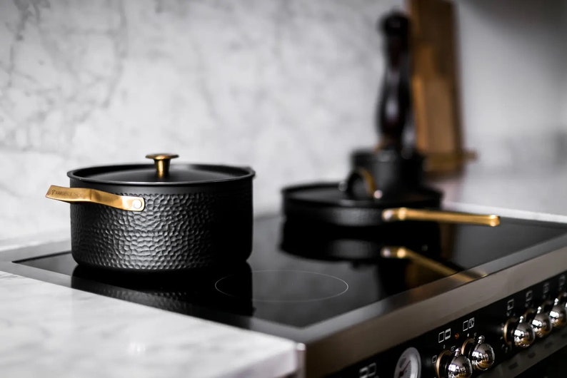 ARVET Set of 3. Black & Brass Cookware - Etsy