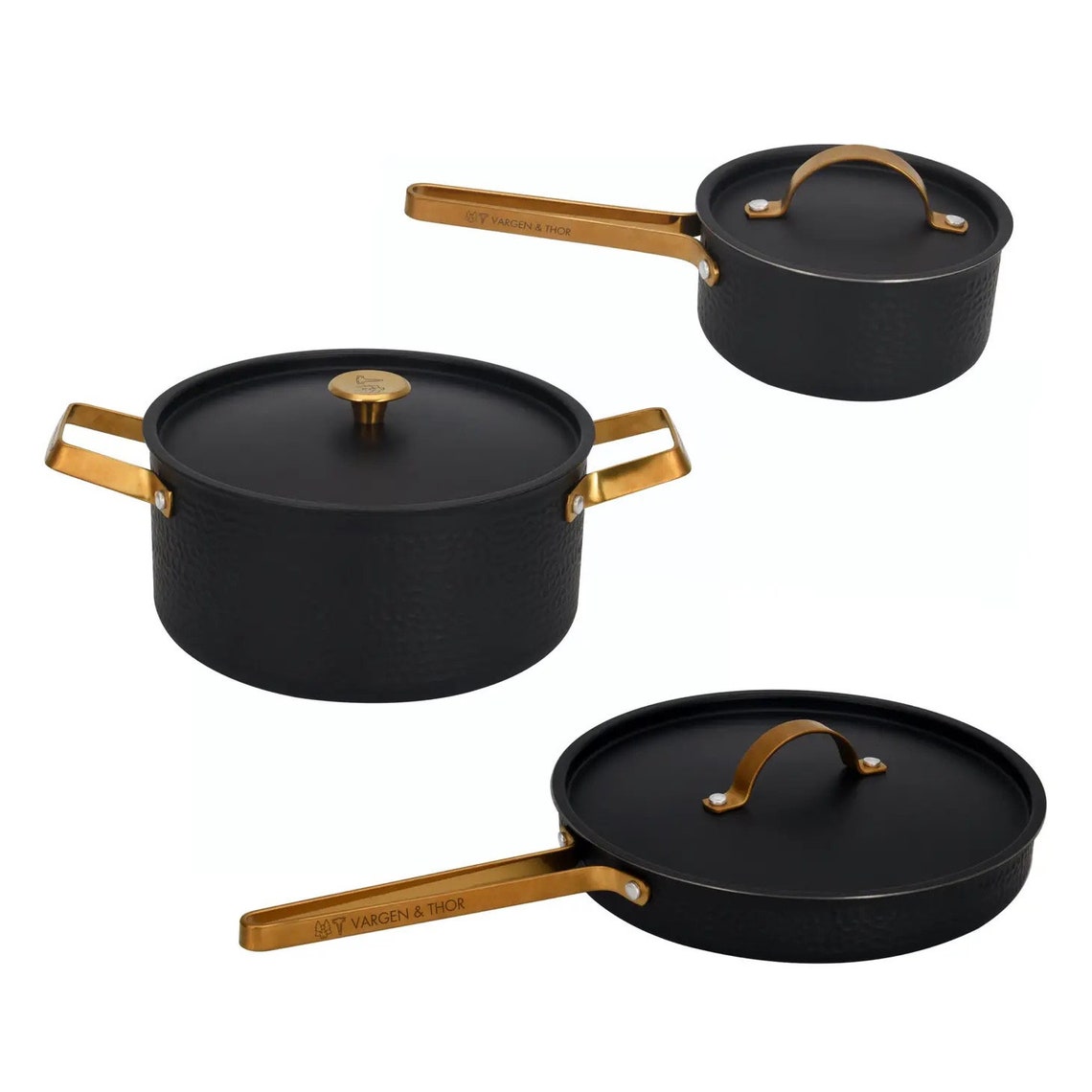 ARVET Set of 3. Black & Brass Cookware - Etsy