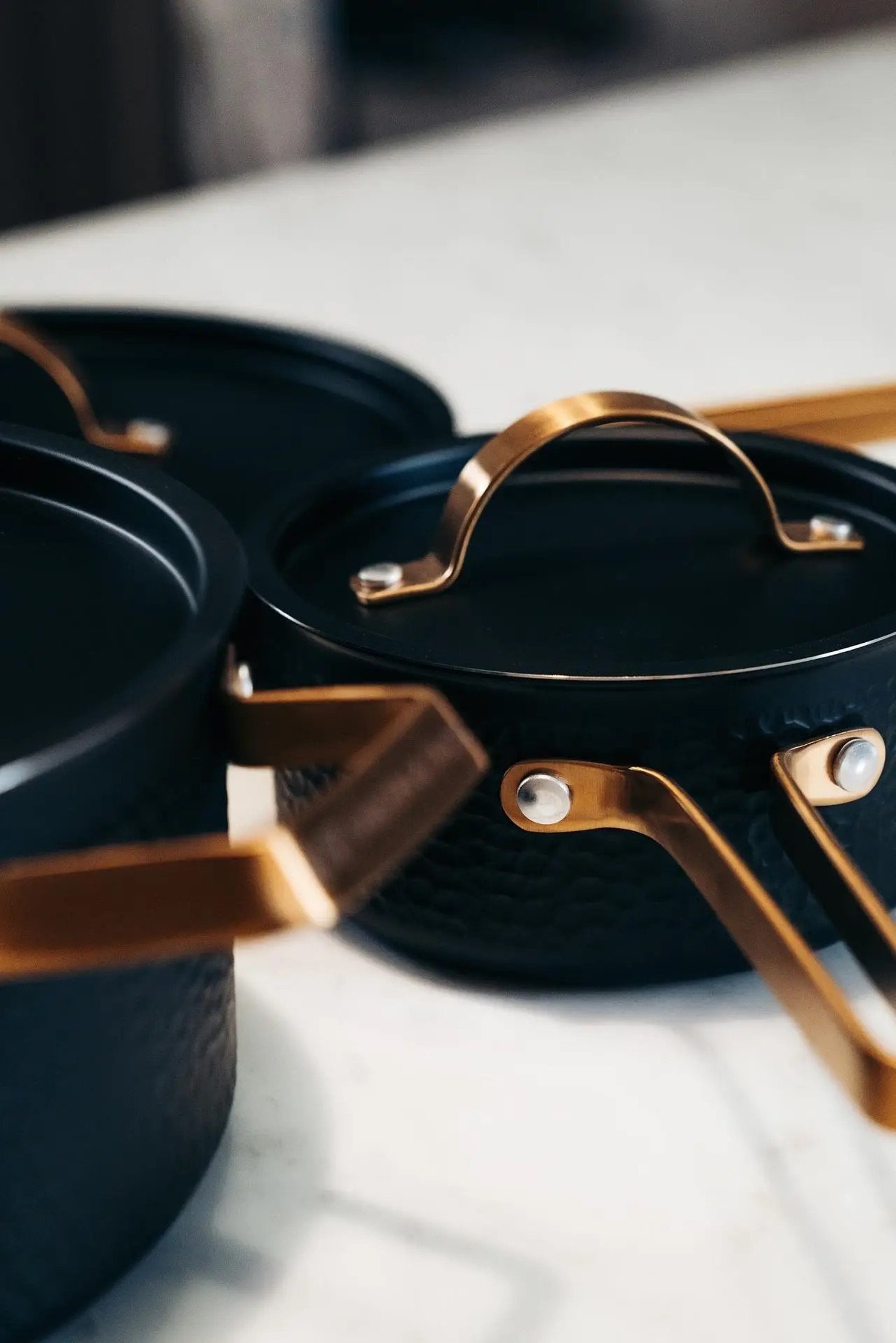 ARVET Set of 3. Black & Brass Cookware - Etsy