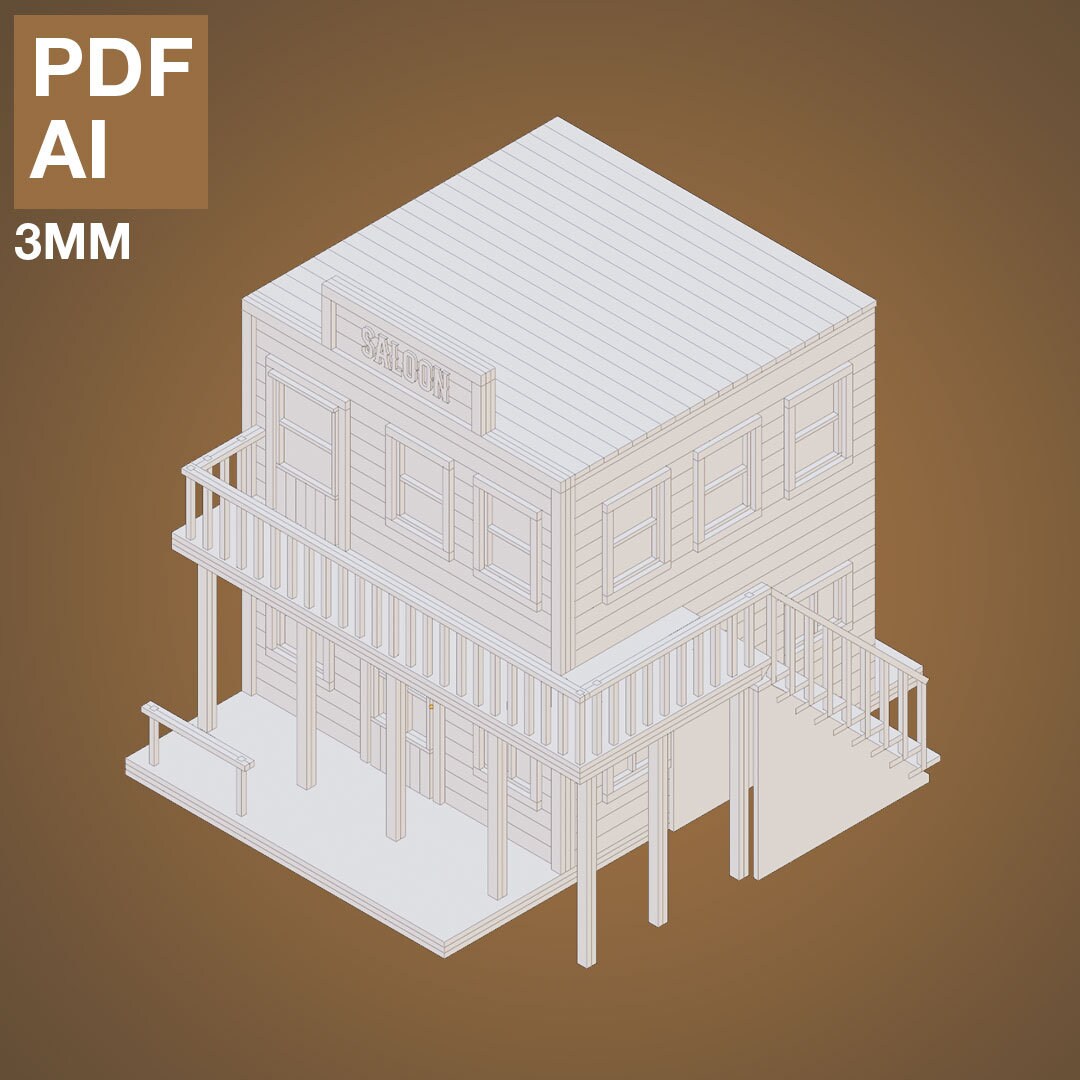 3D Western Wooden Model Saloon Model Drawing Puzzles Lasercut - Etsy
