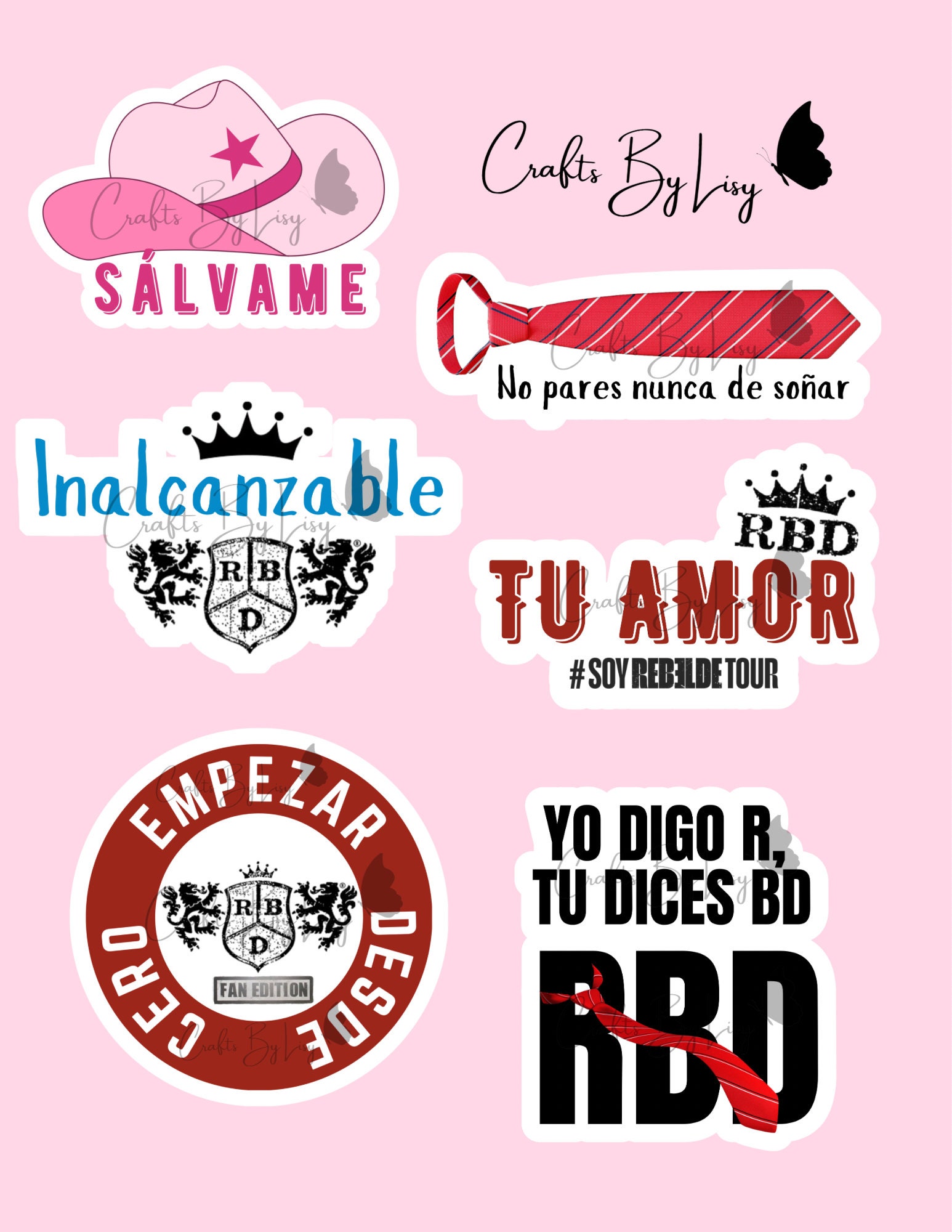 6 RBD Stickers, Rebelde Holographic Stickers, Soy Rebelde, School ...
