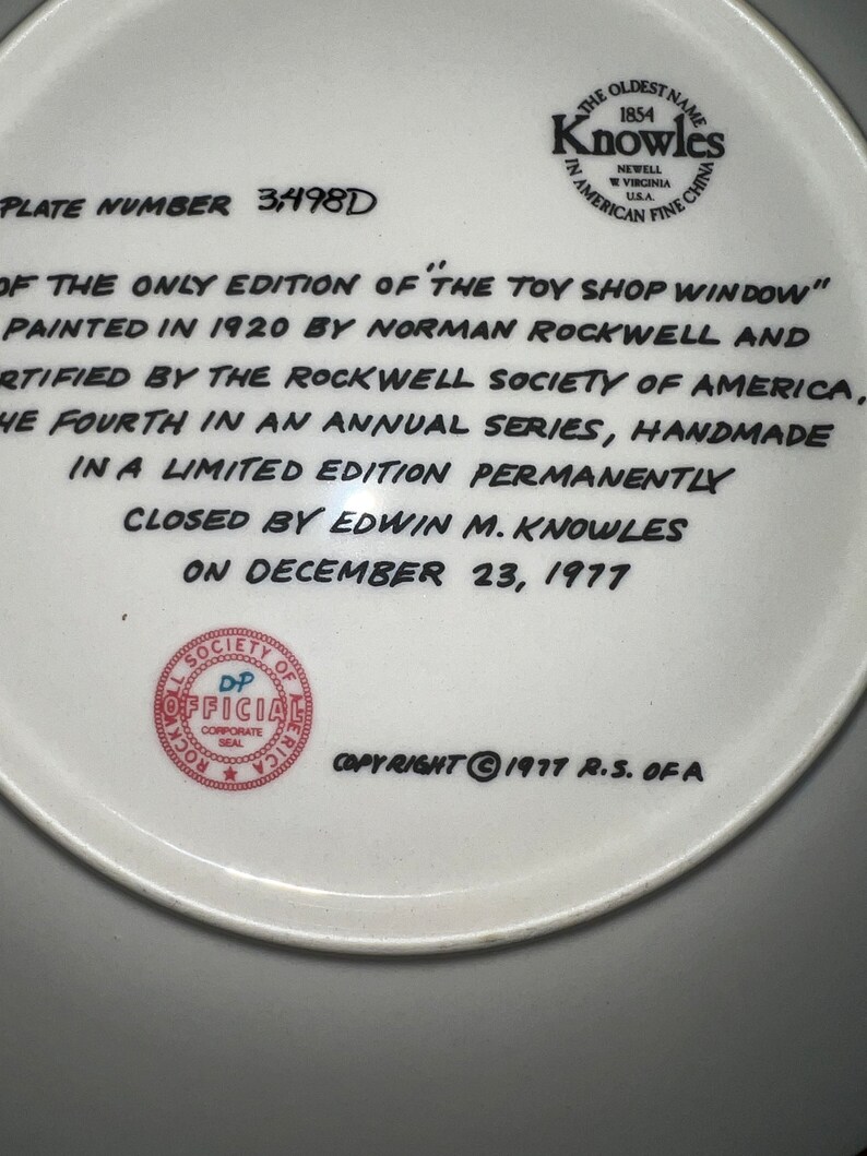 Vintage 1977 Norman Rockwells the Toy Shop Window Collectible Plate - Etsy