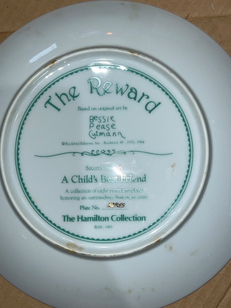 Vintage Bessie Pease Gutmann “the Reward” Plate From the Hamilton ...