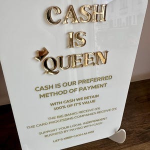 CASH IS QUEEN - Customer Notice - Shop Sign - Counter Sign - Cafe Sign ...