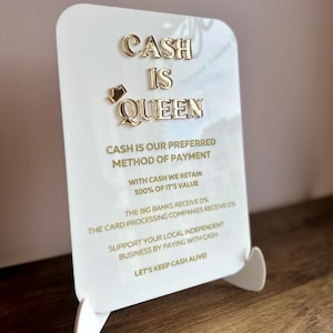 CASH IS QUEEN - Customer Notice - Shop Sign - Counter Sign - Cafe Sign ...