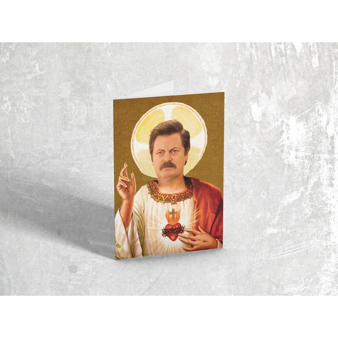 Saint Ron Swanson Card Saint Ron Swanson Greeting Card - Etsy