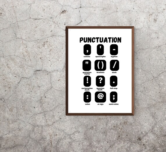 English Punctuation Symbols Classroom Poster EFL Art Print - Etsy