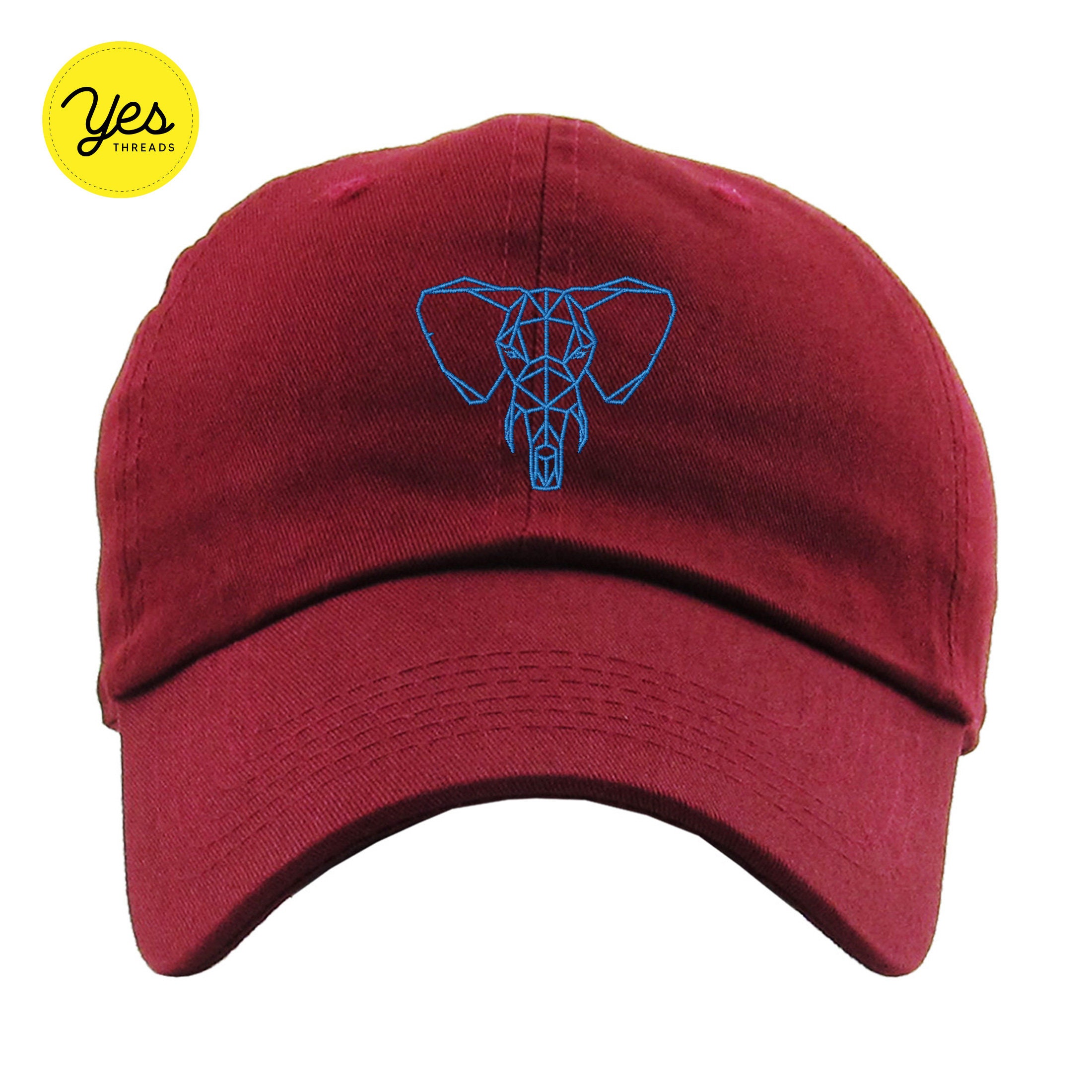 Elephant Baseball Hat, Embroidered Dad Cap, Line Art Animal Elephant ...