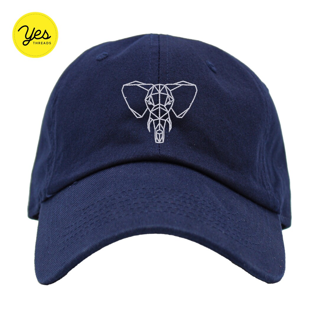 Elephant Baseball Hat, Embroidered Dad Cap, Line Art Animal Elephant ...