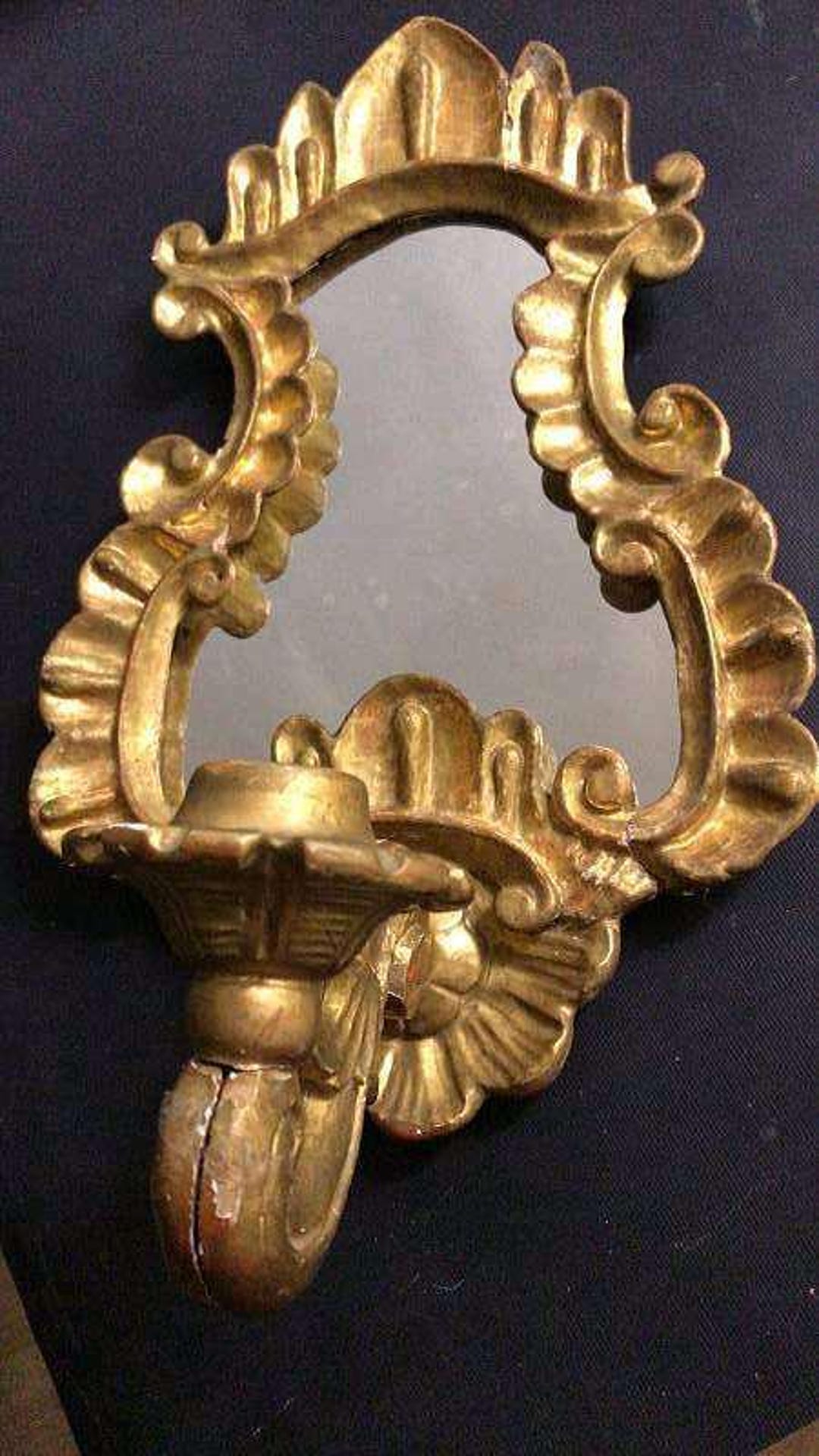 18th Century Rococo Gilt Candle Mirror Wall Sconce (girandole Style ...