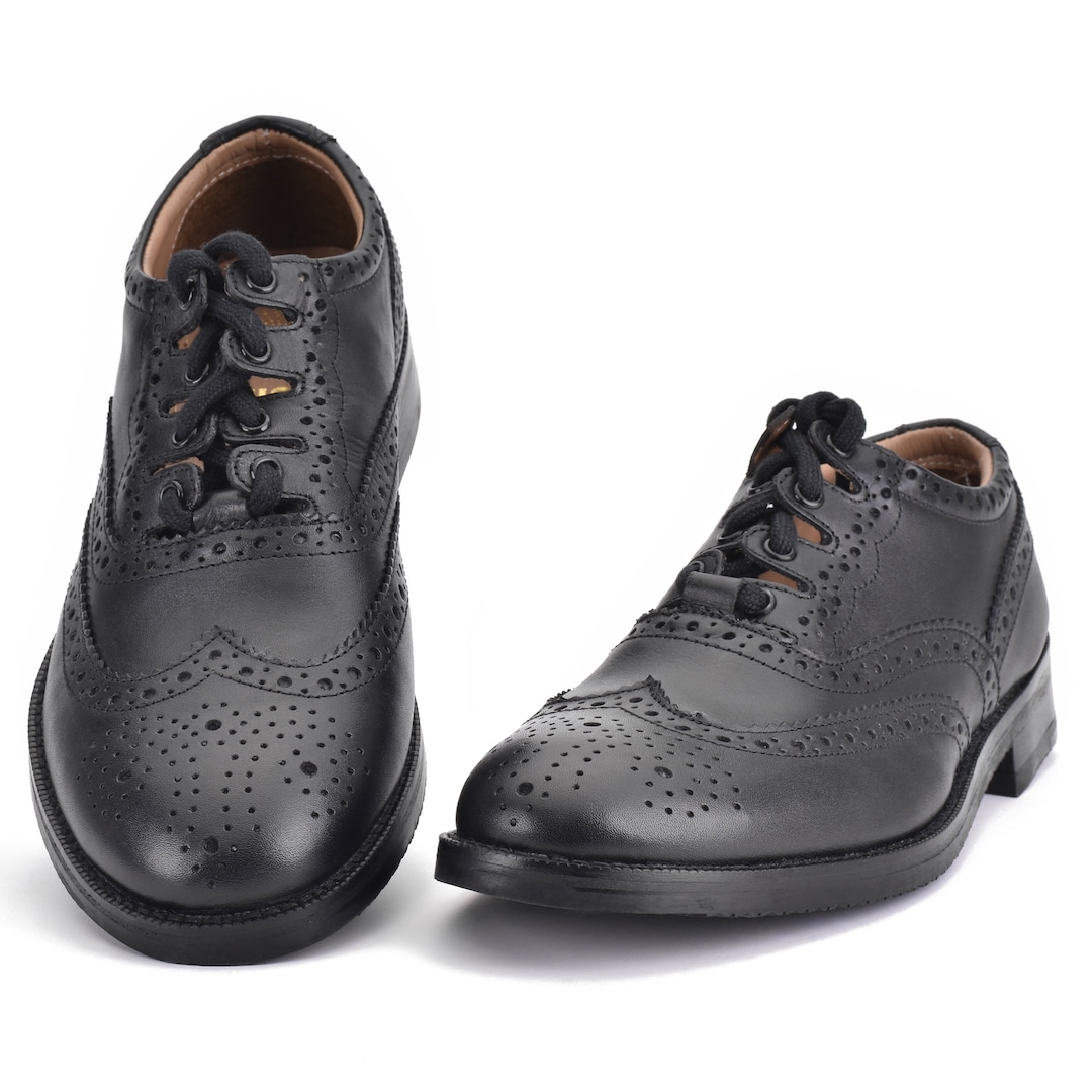 Men's Scottish Ghillie Brogue Kilt Shoes Rubber Sole Kilt Shoes Scottish Black Kilt Real Leather ...