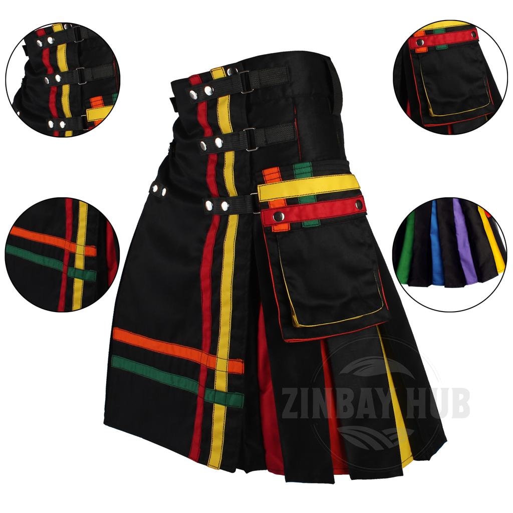 Handmade Rainbow Hybrid Kilt Nylon Straps Pride Kilt Colorful - Etsy