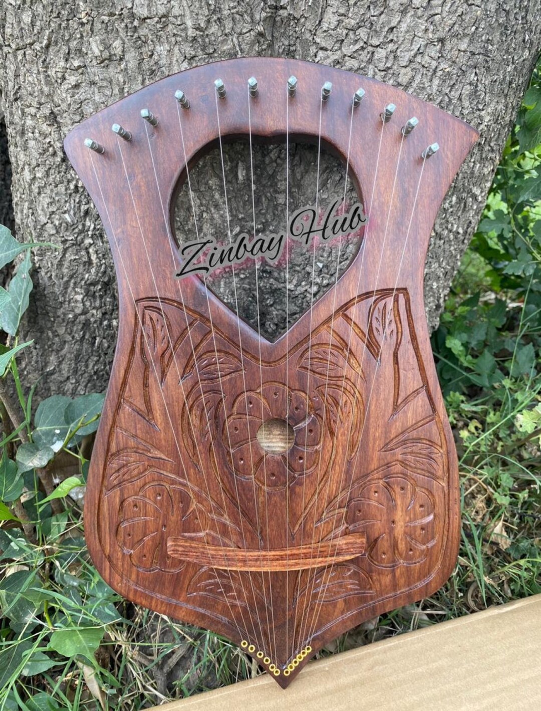 Heart Design Lyre Harp 12 Metal Strings Rosewood/lyra Harp Rosewood 12 ...