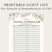 Printable Guest List for Funeral | Guest List for Celebration of Life ...