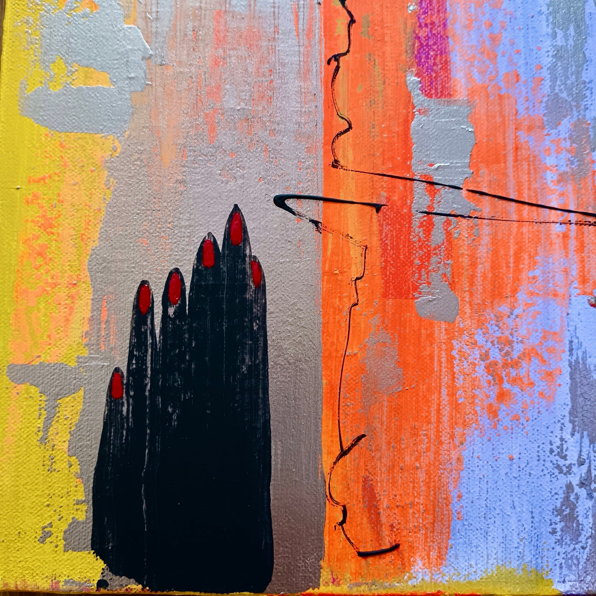 The Hand, Original, Abstract Painting Multicolor Modern, Contemporary ...