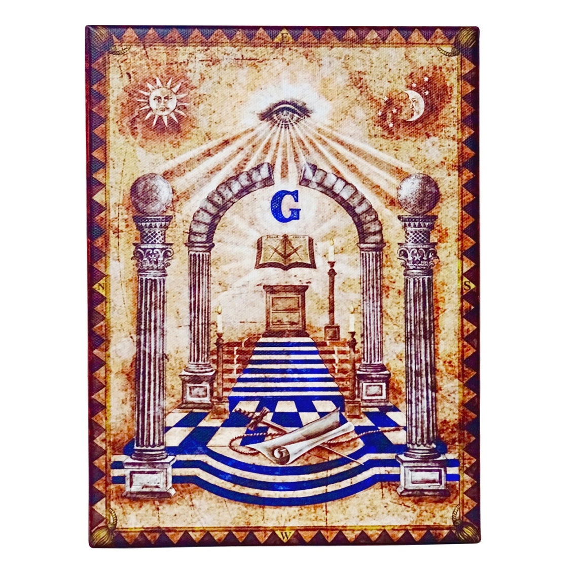 Masonic Symbolism Canvas Print Handmade Freemason Art Hand Painted ...
