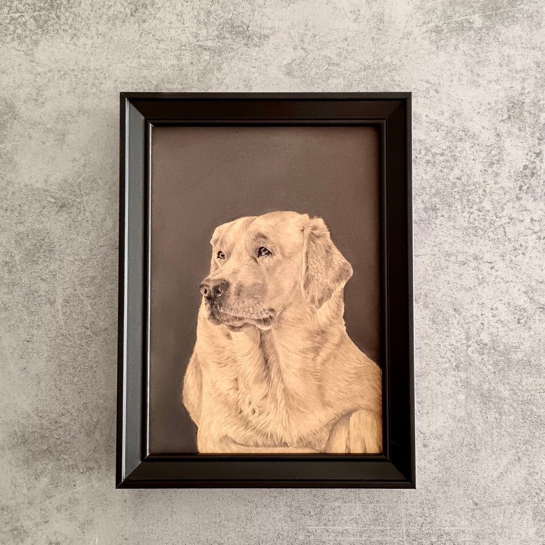 Labrador Retriever, Hand Drawn Painting With Graphite Pencils, Framed ...