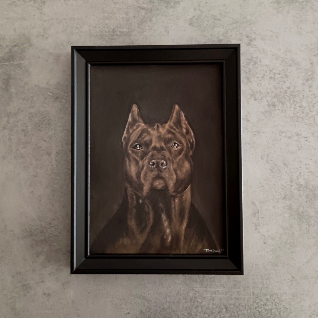 Cane Corso, Hand Drawn Painting With Graphite Pencils, Framed, Portrait ...