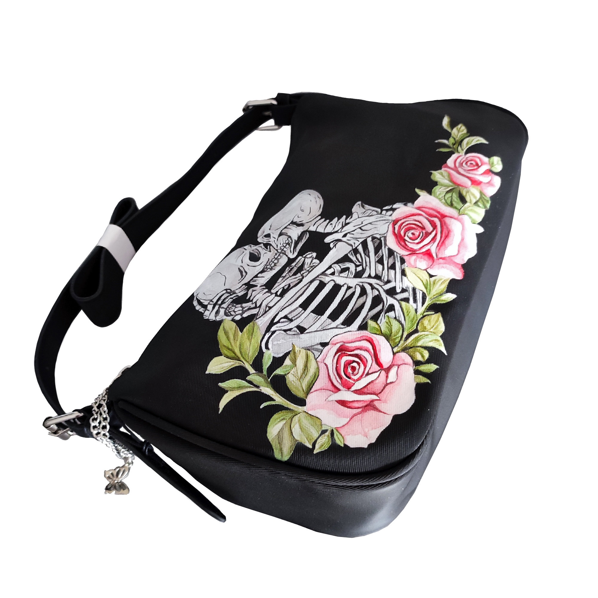 Skull and Roses Hand Painted Woman Girls Baguette Bags - Etsy
