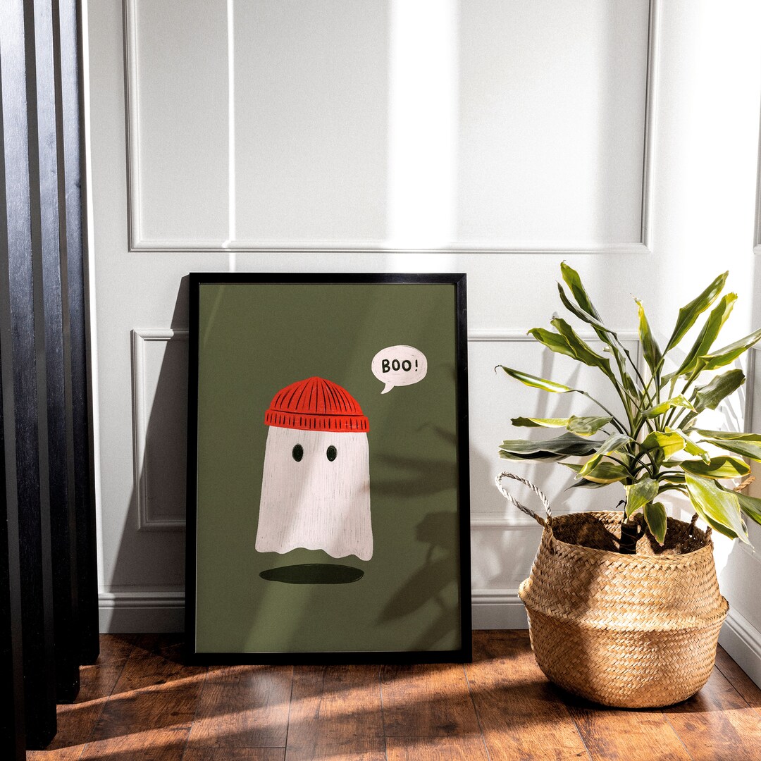 Illustration "beanie Boo" Poster, Ghost, Green Orange, Printable Art - Etsy