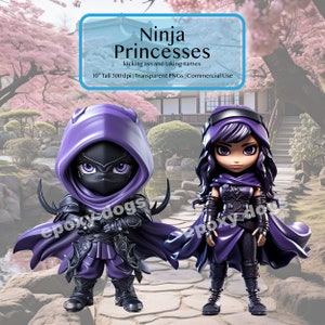 Ten Ninja Princesses Digital Download Images | Set 3 of 4 | Transparent ...