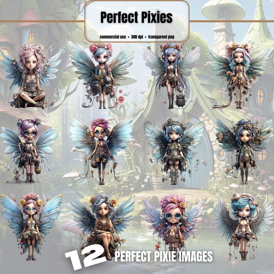 Twelve Perfect Pixie Digital Images | DIY, Graphic Design | 300 Dpi ...