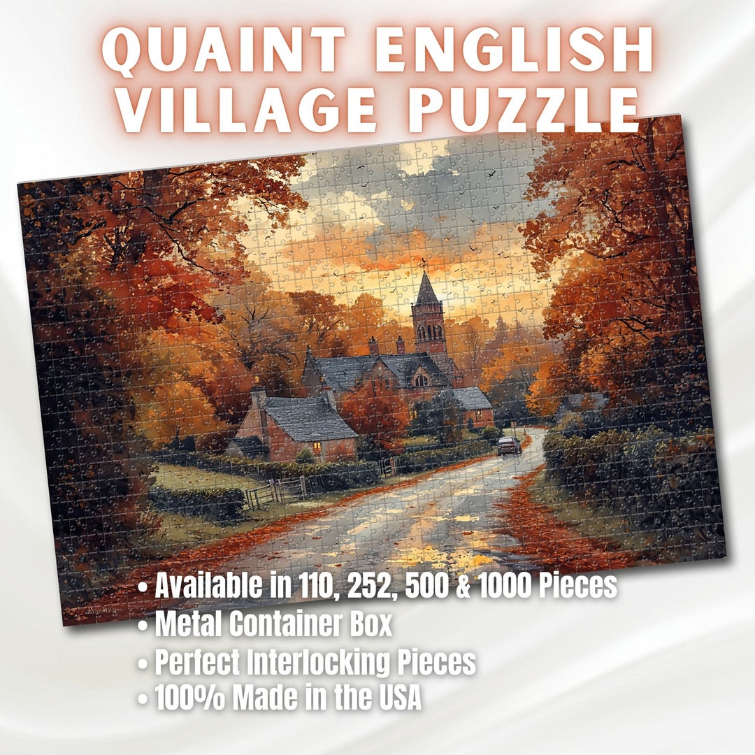 Quaint English Village Autumn Puzzle - 110-1000 Pieces, Idyllic ...