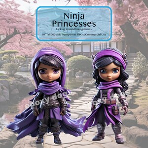 Ten Ninja Princesses Digital Download Images | Set 4 of 4 | Transparent ...
