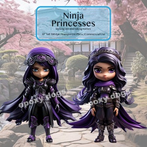 Ten Ninja Princesses Digital Download Images | Set 3 of 4 | Transparent ...