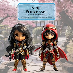 Ten Ninja Princesses Digital Download Images | Set 4 of 4 | Transparent ...