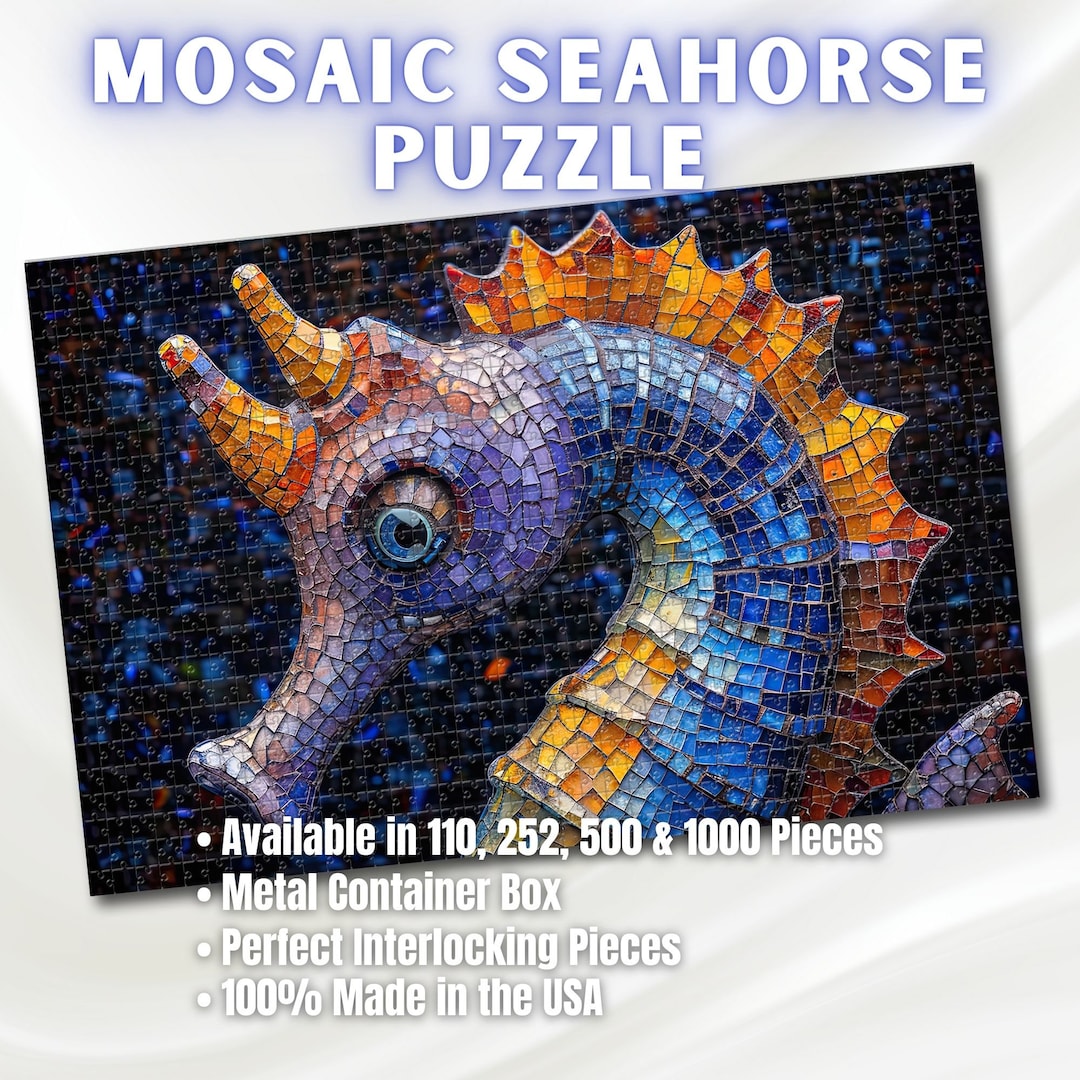 Mosaic Seahorse Puzzle, Available in 110, 252, 500 & 1000 Pieces ...